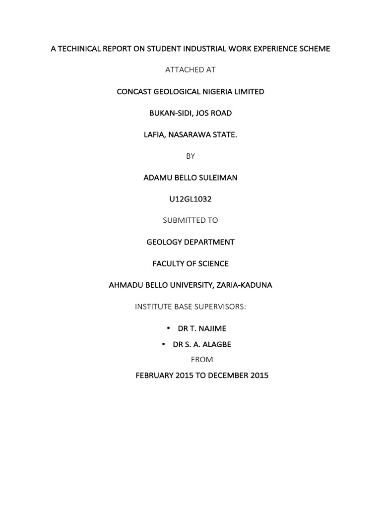 A Techinical Report On Student Industria | PDF | Drilling Rig | Drilling
