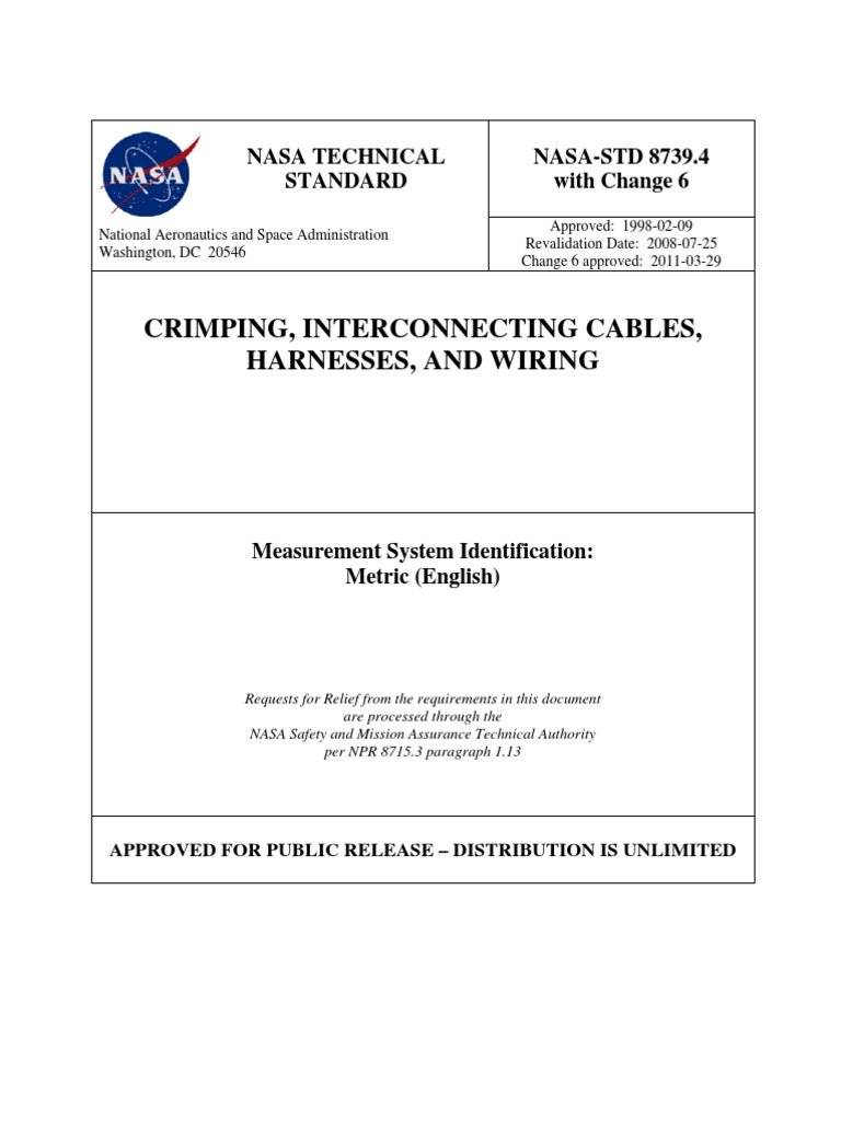 Nasa Crimp Standards | PDF | Cable | Electrical Connector