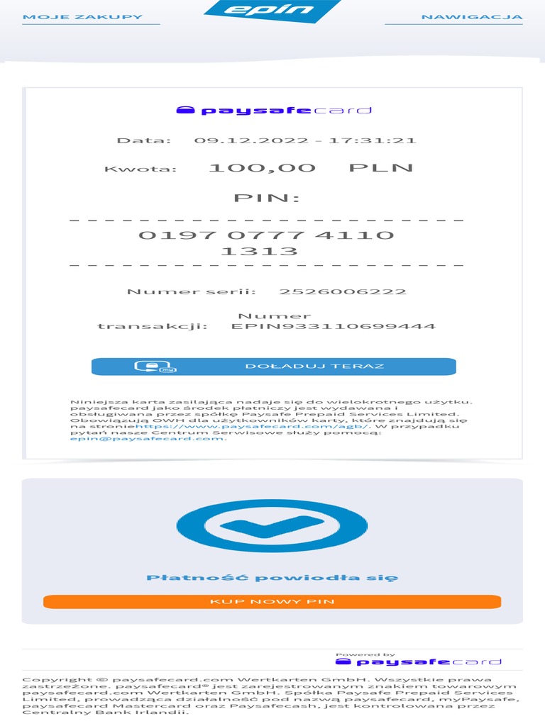 Twój Kod Prepaid Paysafecard | PDF