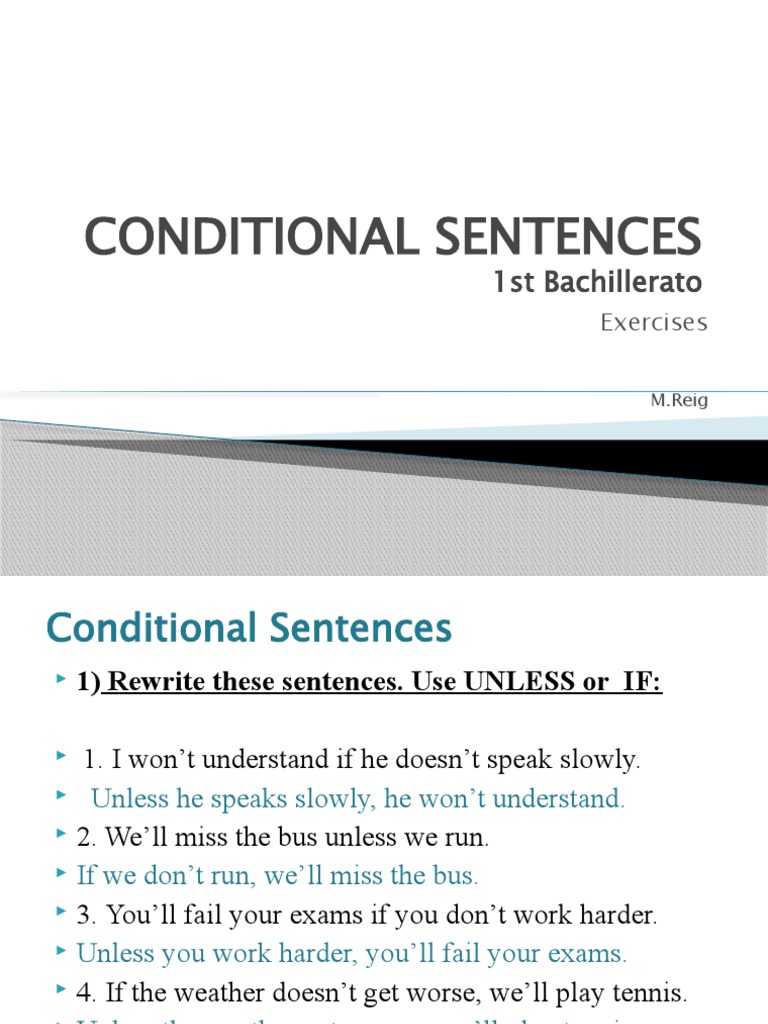 Conditional Sentences Exercises Fun Activities Games Grammar Drills ...