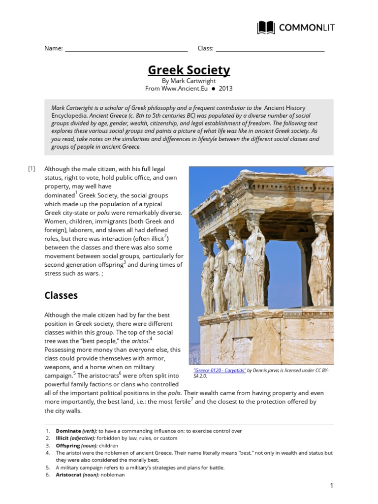 Greek Society Reading-4 | PDF | Ancient Greece | Citizenship