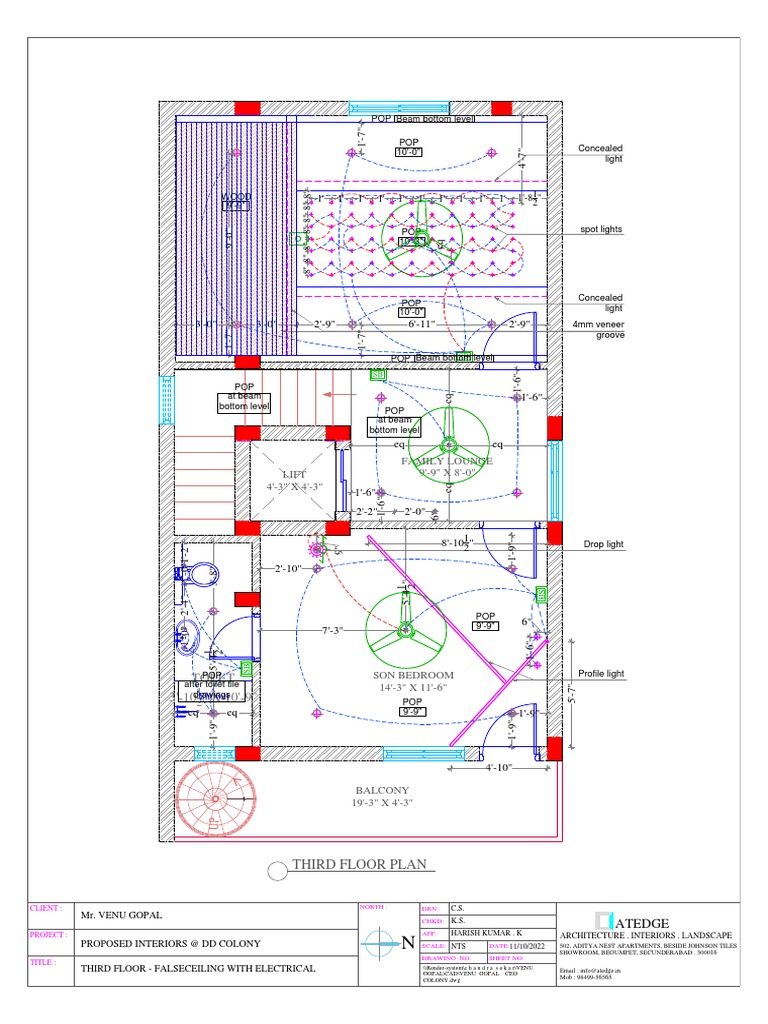Venu Gopal - False Ceiling With Electrical Layout | PDF | Building Engineering | Architectural ...