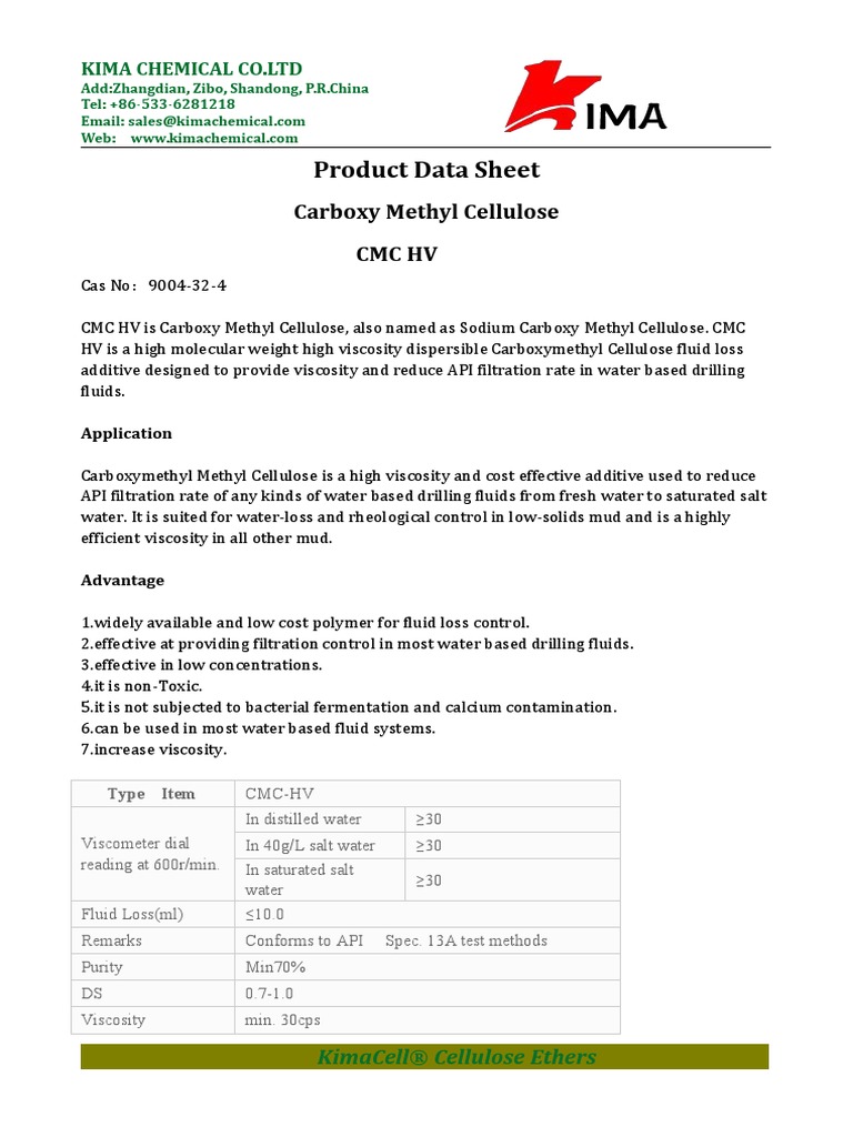 TDS CMC HV | PDF | Cellulose | Water