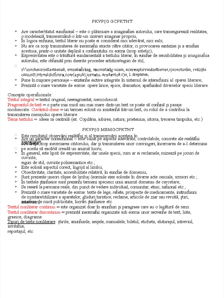 PDF Tipuri de Texte Clasa A Viii A | PDF
