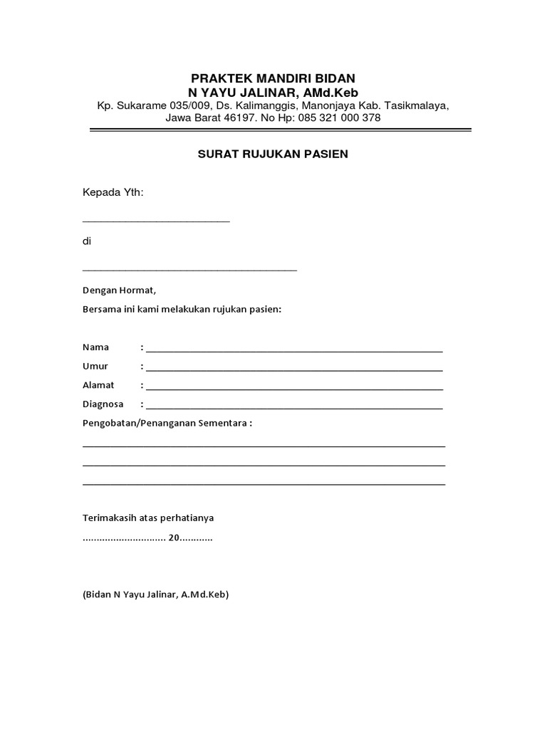 Surat Rujukan Bidan N Yayu | PDF | Gaya Hidup