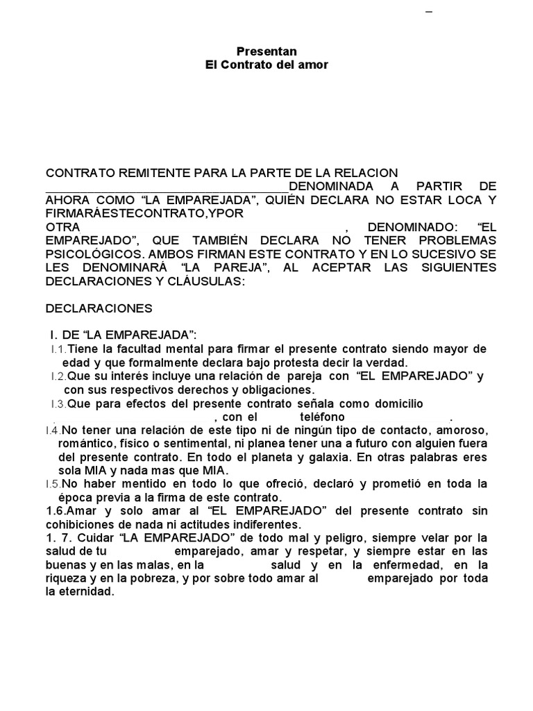 Contrato de Amor y Fidelidad para Parejas | PDF | Amor | Violencia