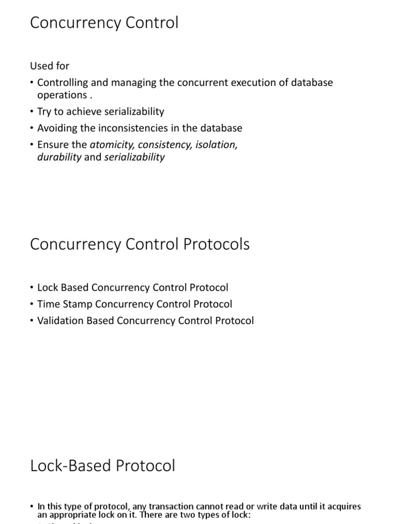 10 Concurrency Control Pdf Database Transaction Operating System Technology