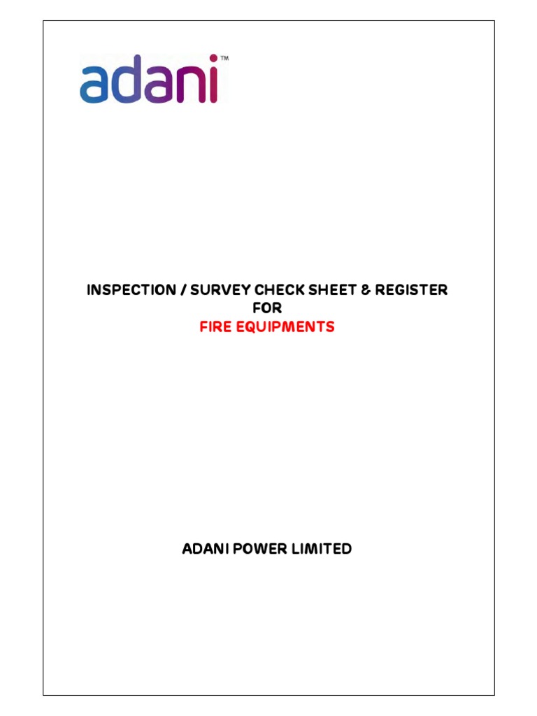 Fire Fighting Equipment Inspection Checklist | PDF | Valve ...