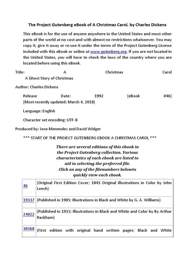 The Project Gutenberg Ebook of A Christmas Carol | PDF | Jacob Marley