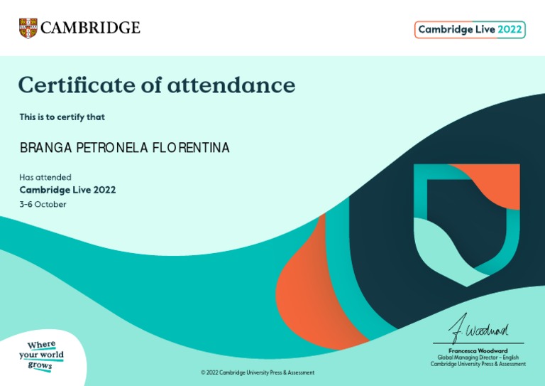 Cambridge Live Certificate 2022 | PDF
