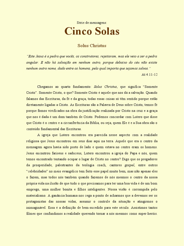 Solus Christus: Somente Cristo é a Salvação | PDF | Jesus | Salvação