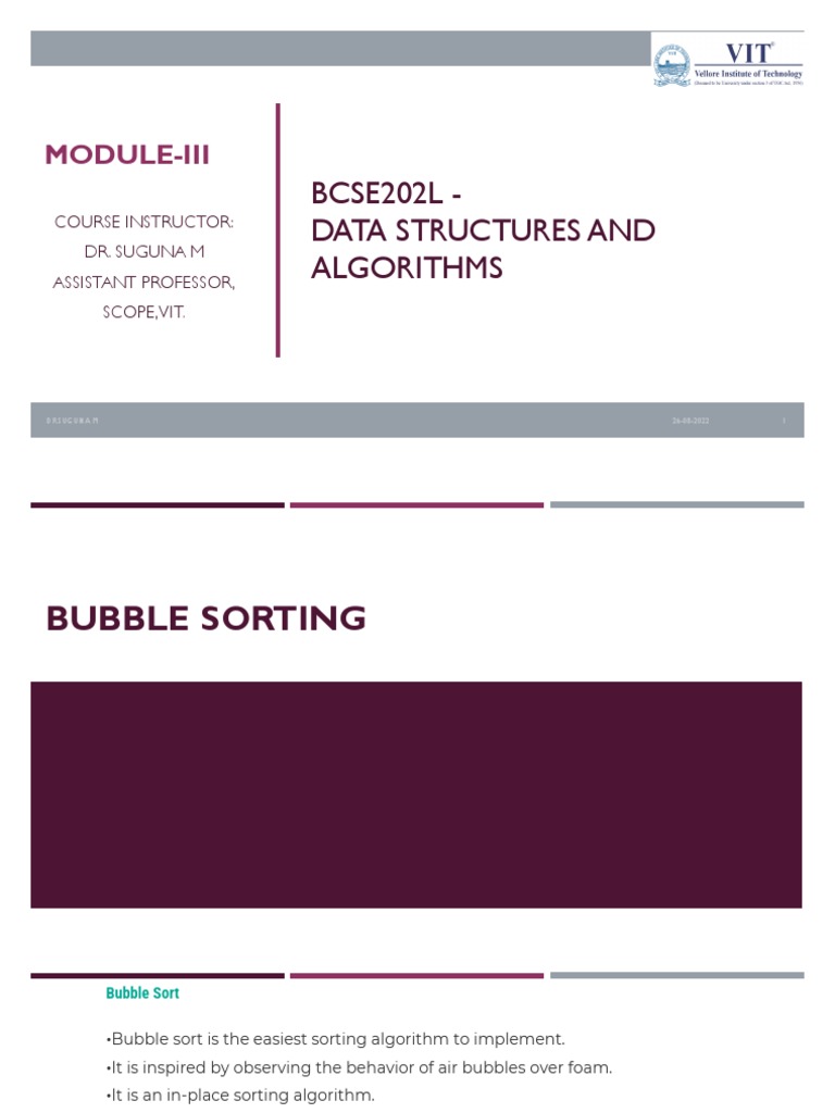 Module 3 Dsa T7 Bubble Sort Pdf Computing Algorithms