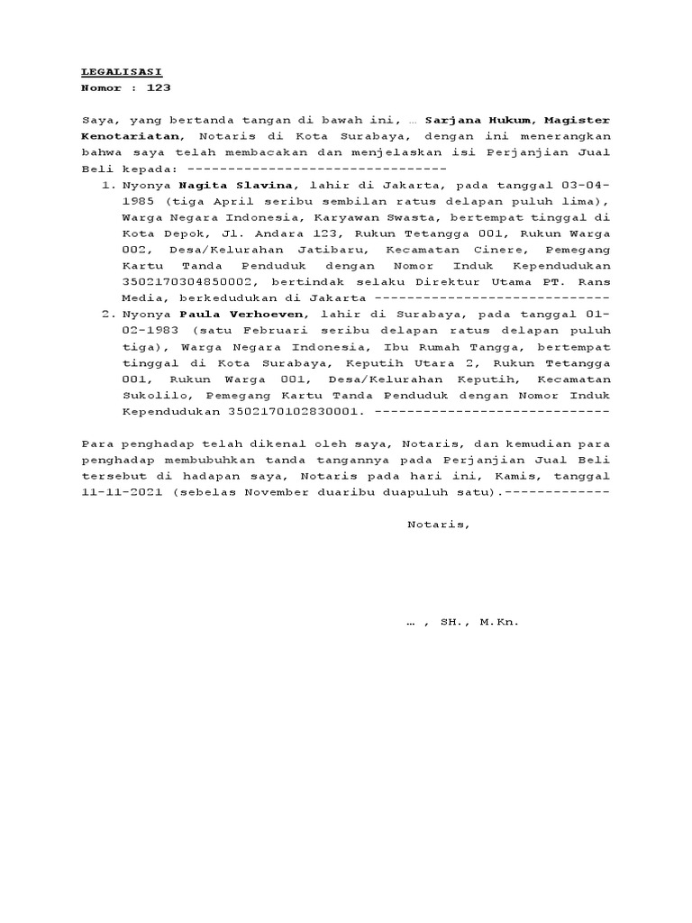 Contoh Legalisasi | PDF