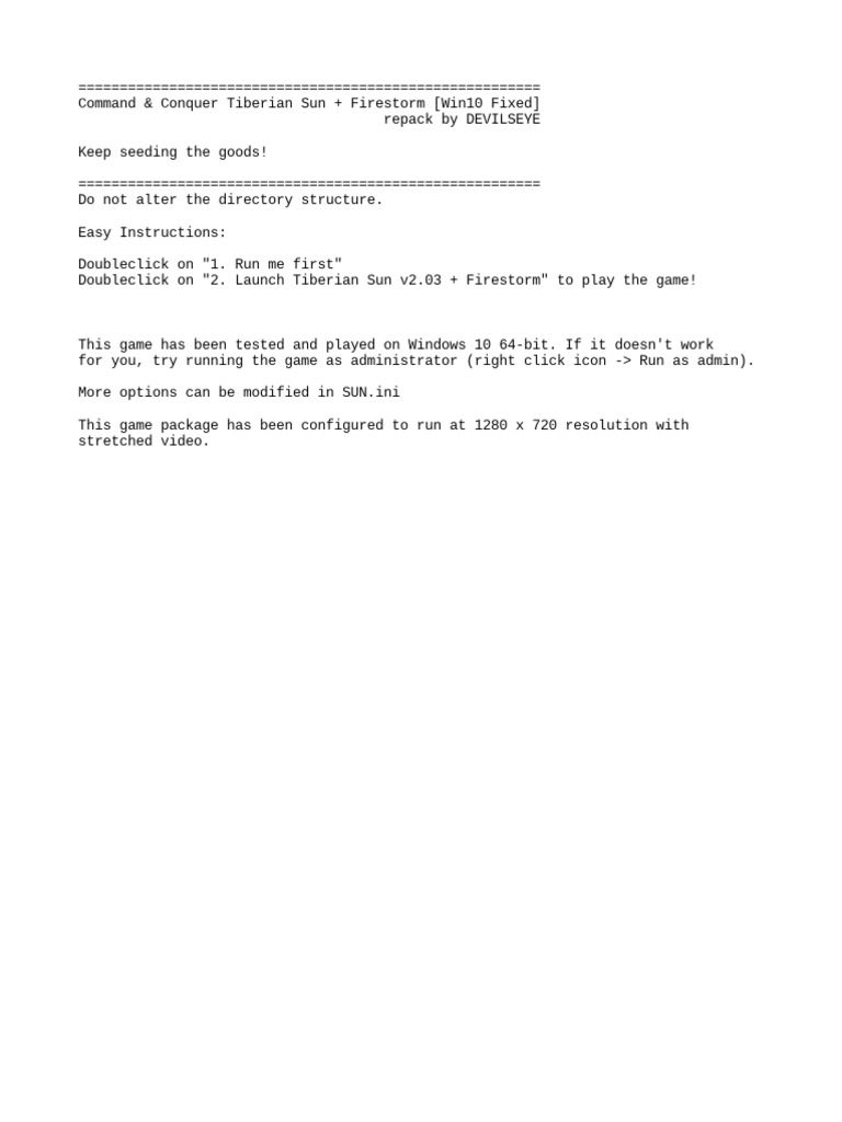 C&C TS Win10 Fixed Instructions | PDF