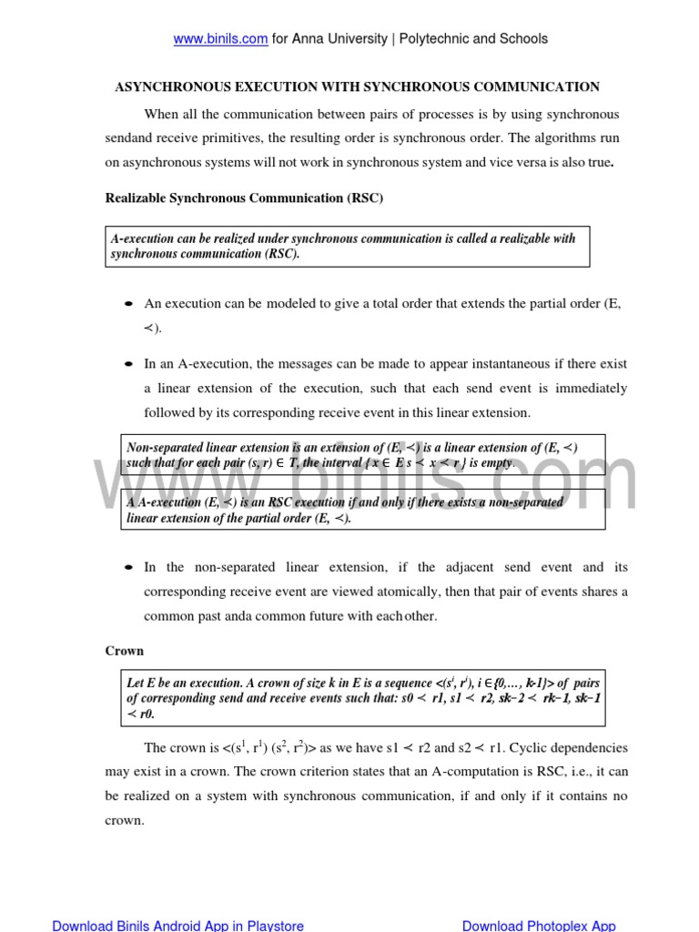 CS8603 UNIT 2 Asynchronous Execution With Synchronous Communication | PDF | Google Play ...