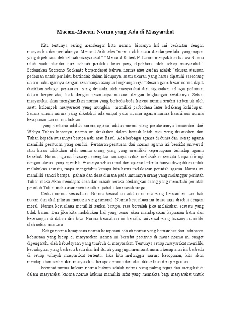 Jenis-Jenis Norma dalam Masyarakat | PDF | Gaya Hidup
