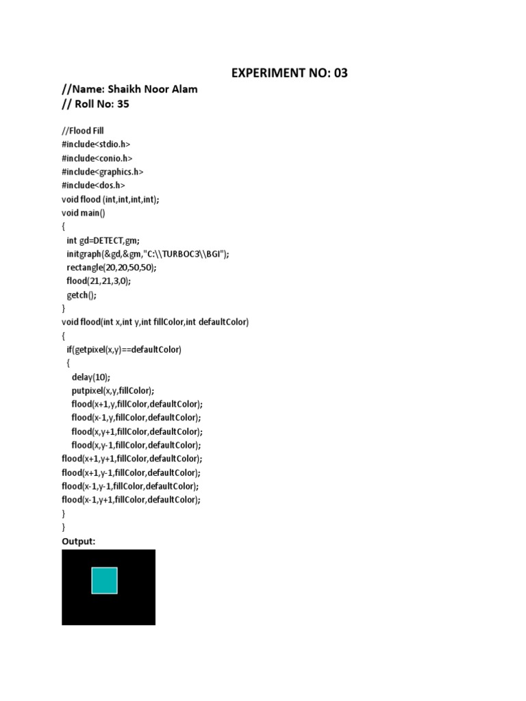 Flood Fill and Boundary Fill in C | PDF | Teaching Methods & Materials ...