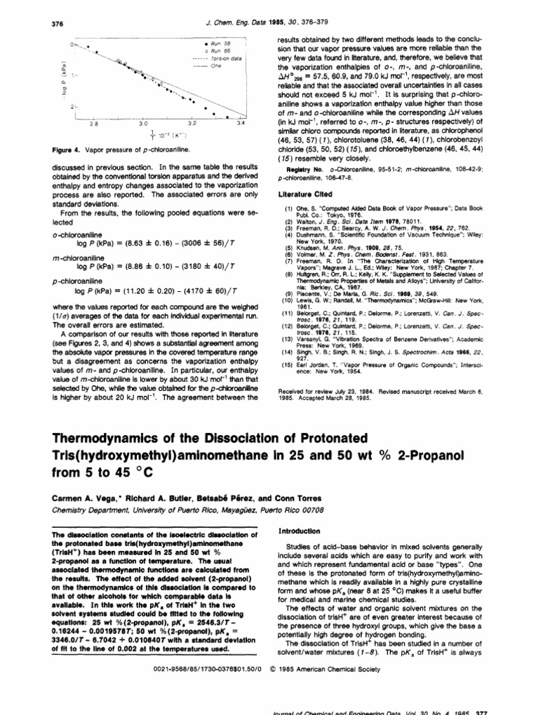 Thermodynamics of the Dissociation of Protonated Tris(hydroxymethy1 ...