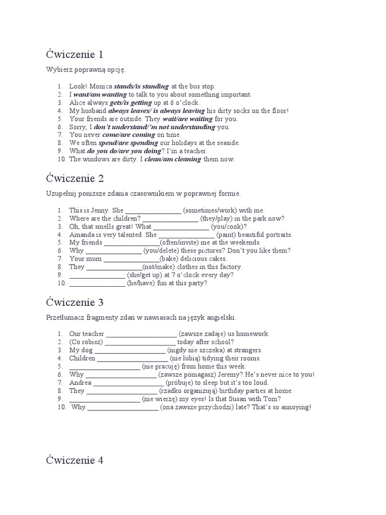 Present Simple Exercises in English | PDF | Language Arts & Discipline | Self-Improvement