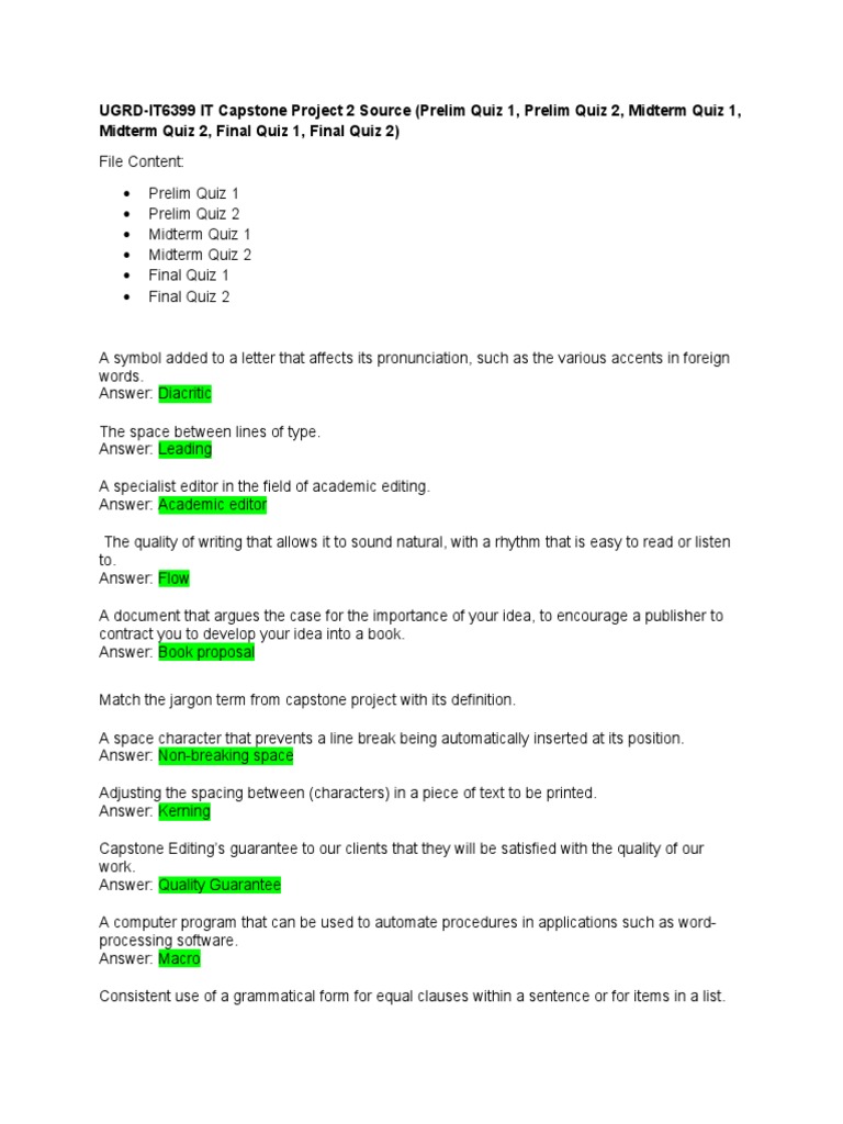 IT Capstone Project Guidelines and Quizzes | PDF | Thesis