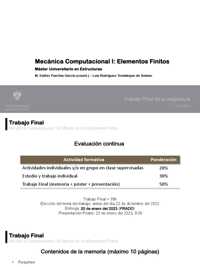 Trabajo Final MEF-2022 23 | PDF | Método de elementos finitos | Viga (Estructura)