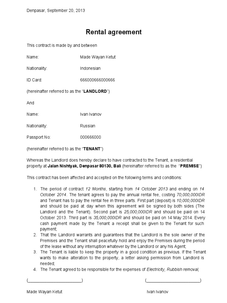 Rental Agreement Form | PDF | Leasehold Estate | Landlord