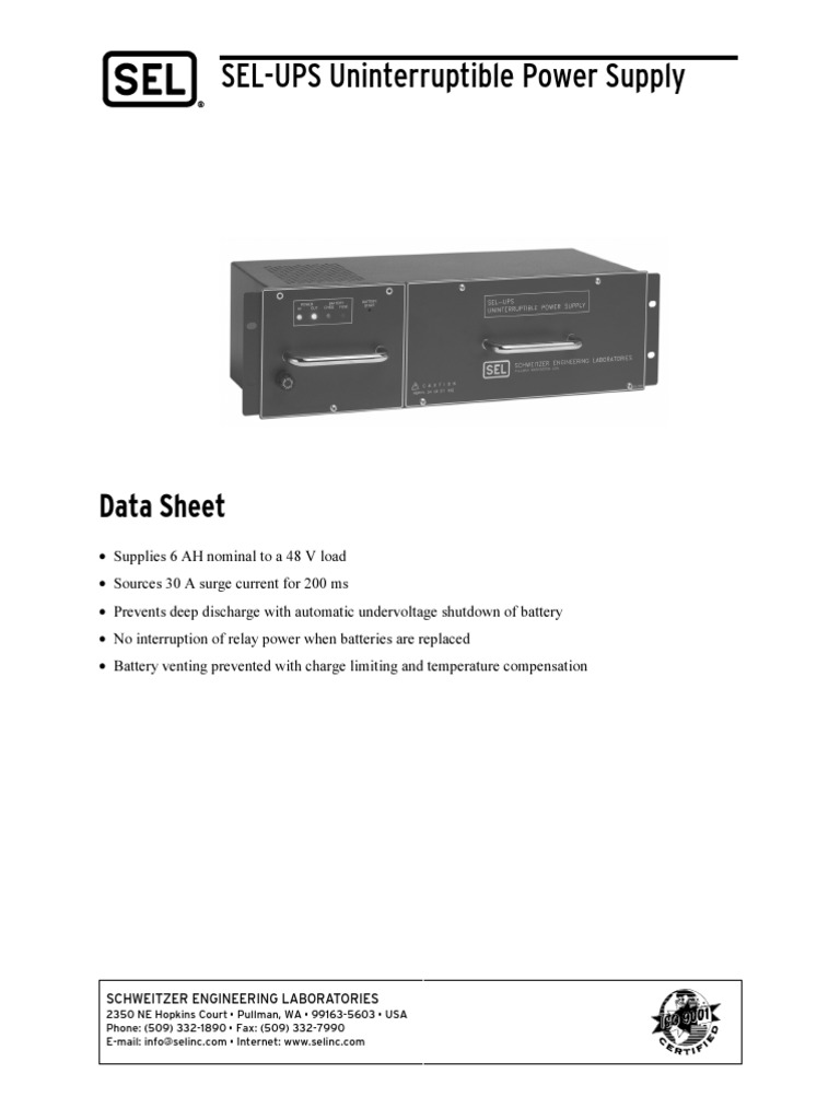 SEL-UPS Uninterruptible Power Supply: Data Sheet | PDF ...