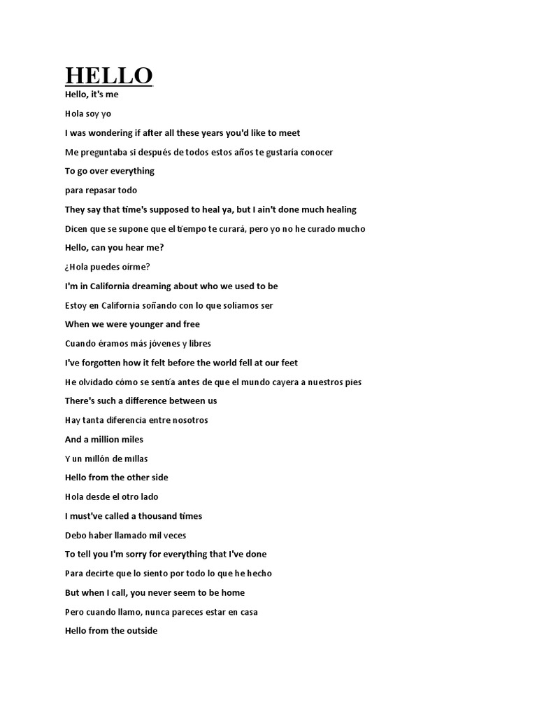 HELLO Letra | PDF