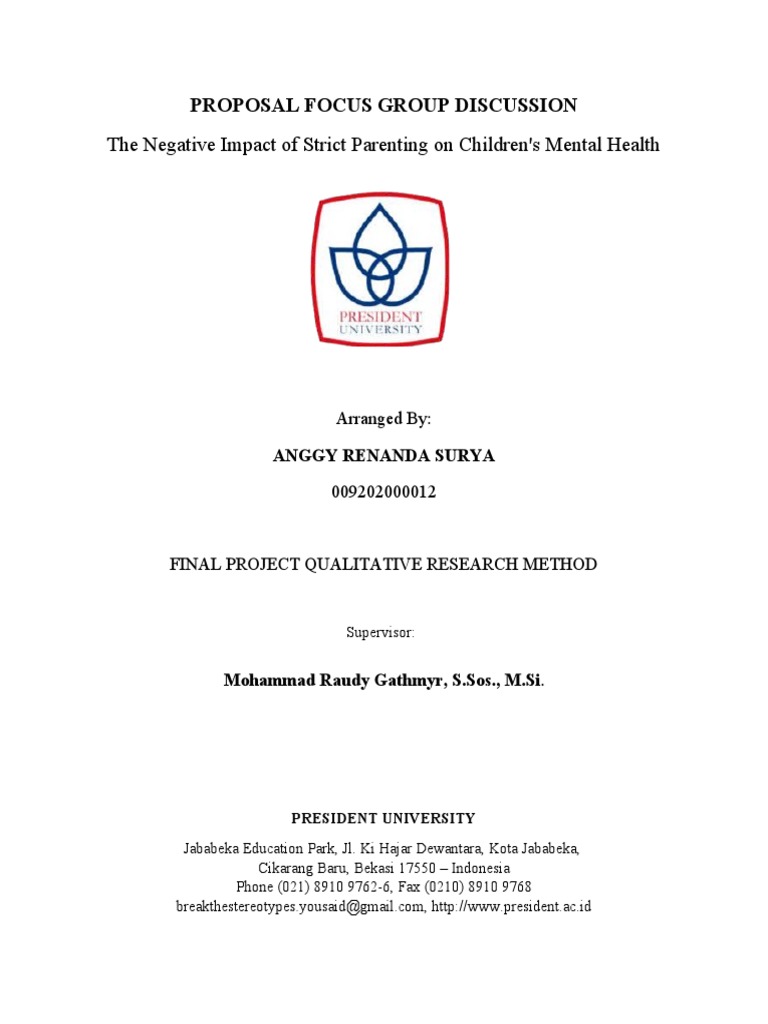 Proposal Focus Group Discussion | PDF | Parenting | Depression (Mood)
