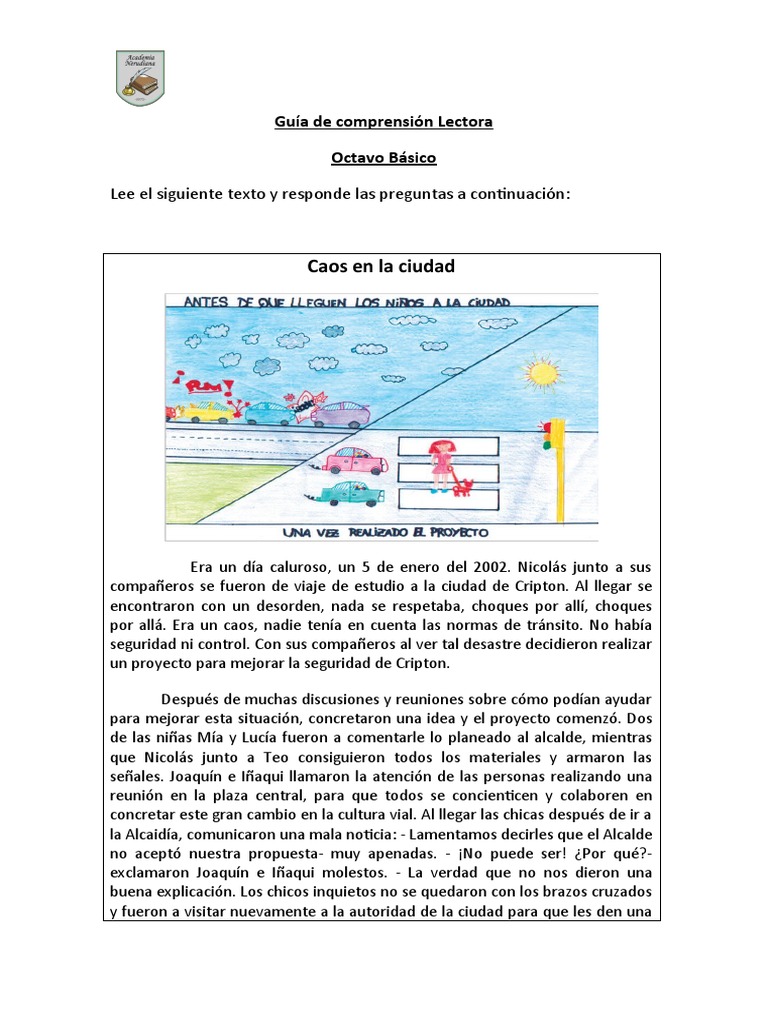 Comprensión Lectora-Caos en La Ciudad | PDF