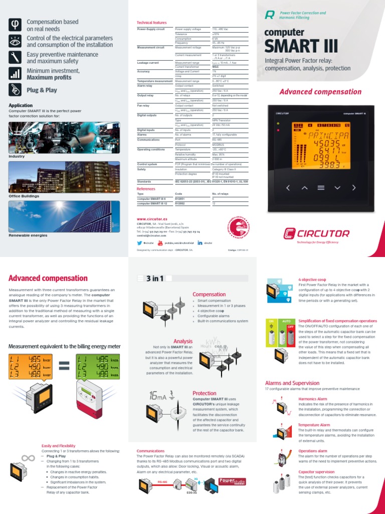 CIRCUTOR SMART III Power Factor Relay | PDF | Relay | Power Supply