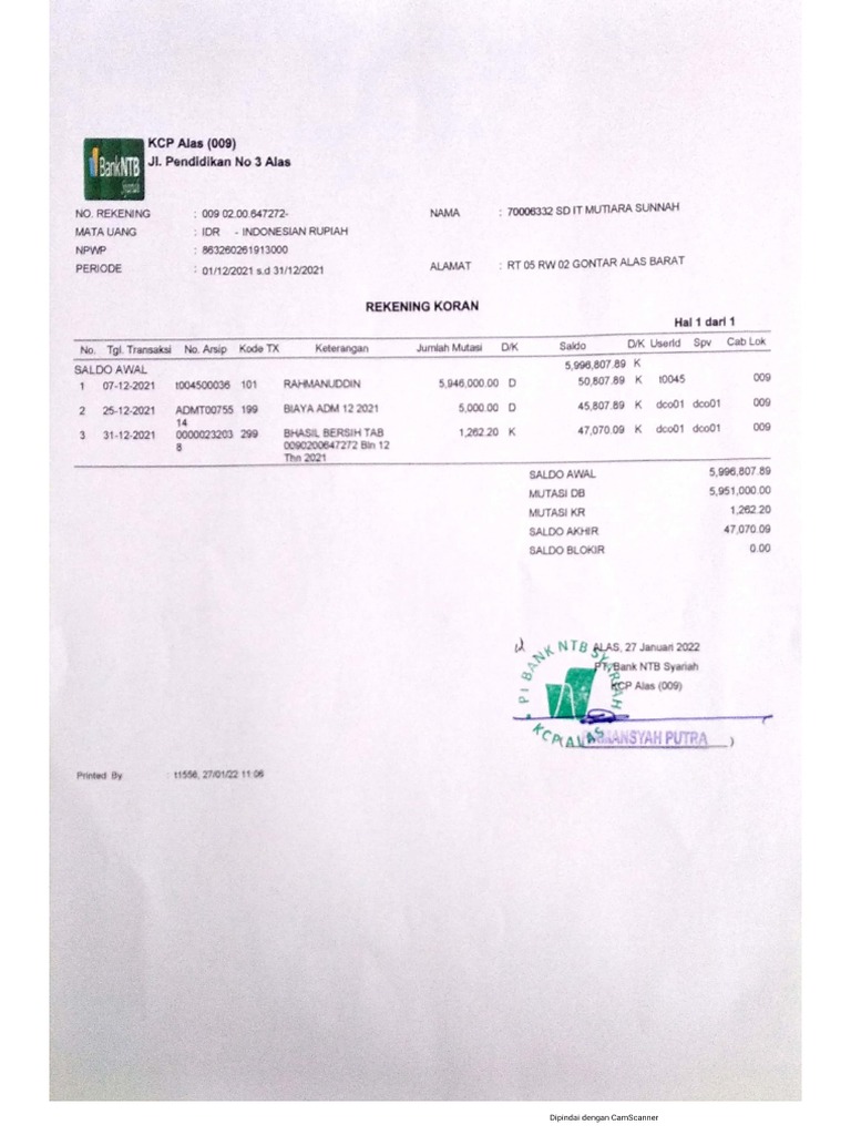Scan Buku Rekening | PDF