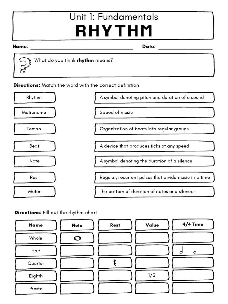 Rhythm Worksheet | PDF