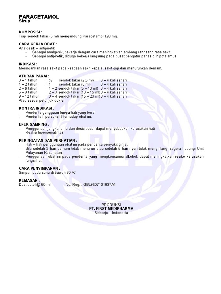 Brosur Paracetamol Sirup | PDF