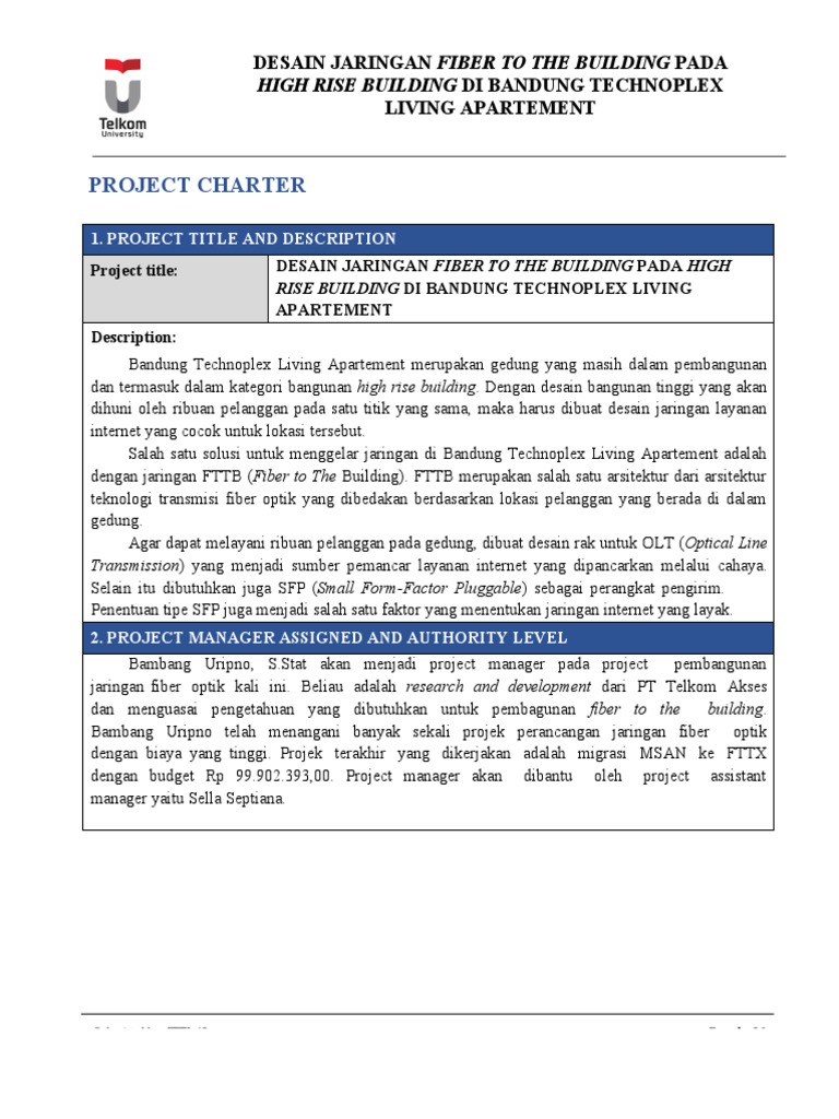 Project Charter Template (Bahasa Indonesia) | PDF