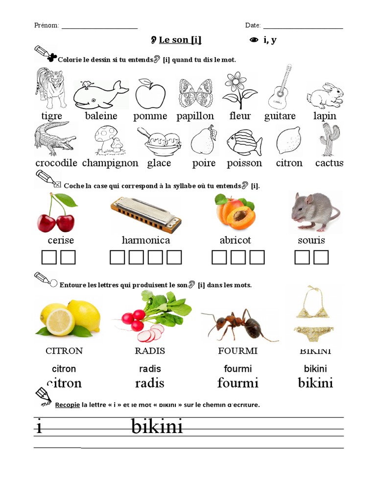 Exercices sur le son [i] en PDF | PDF
