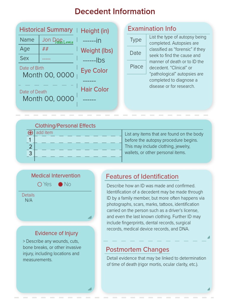 Postmortem Examination and Identification | PDF | Autopsy | Clinical Medicine