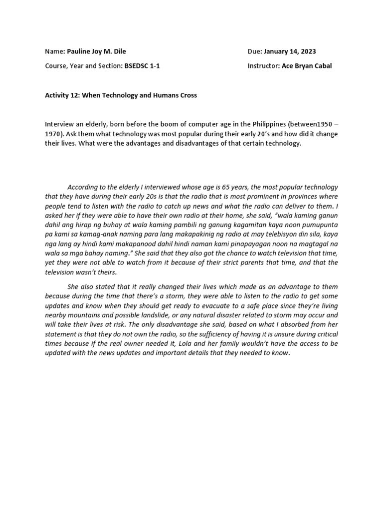 STS Activity 12 - Dile | PDF | Social Science