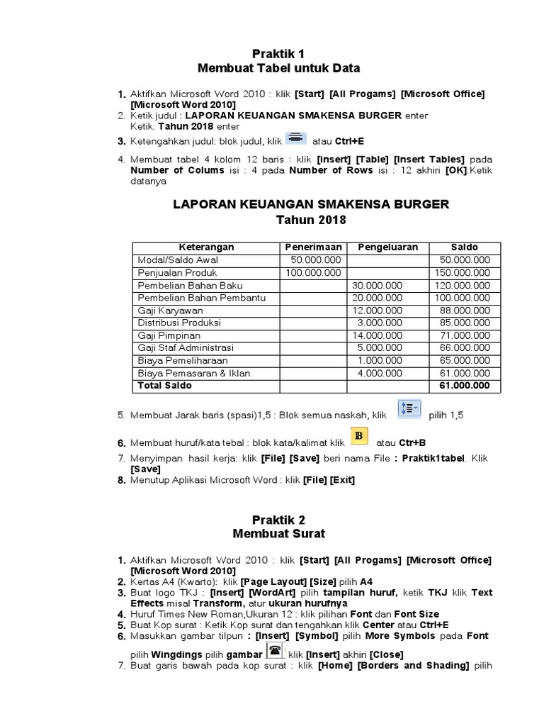 Praktik 1 Membuat Tabel Untuk Data | PDF | Komputer
