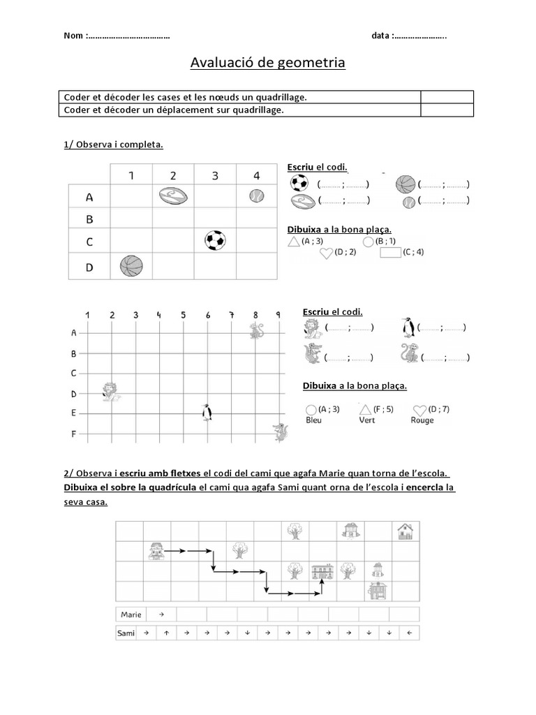EVAL Coder Et Décoder Les Cases Et Les Nœuds Un Quadrillage Ce1 | PDF