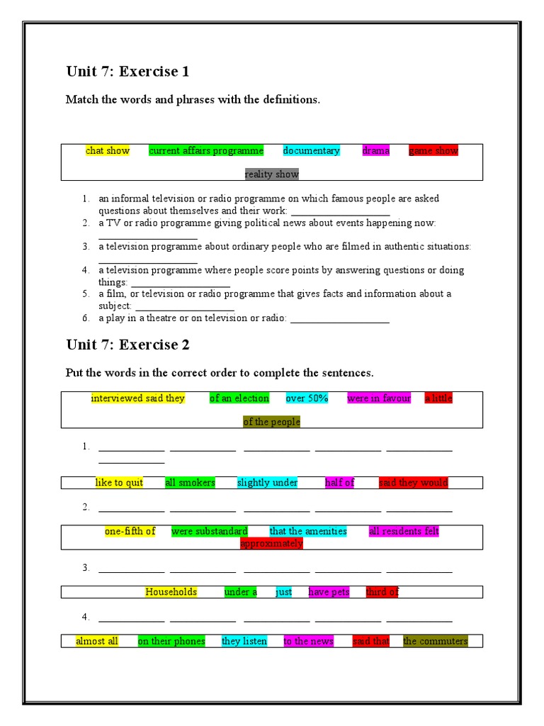 Unit 7 - Grammar - Vocabulary | PDF | News | Linguistics