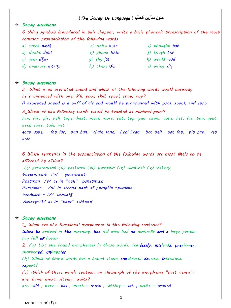 Homework | PDF | Word | Linguistic Morphology
