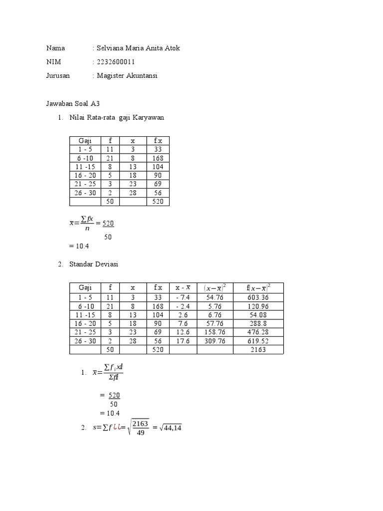 Jawaban Soal A3 Stastik | PDF | Teaching Methods & Materials