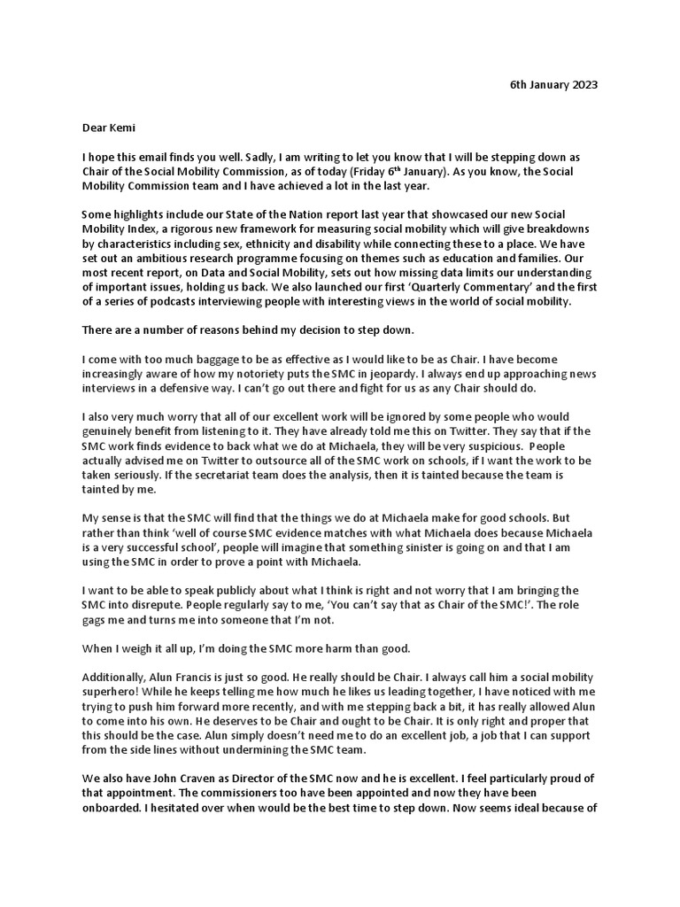 Letter From Katharine Birbalsingh To The Minister For Women and ...