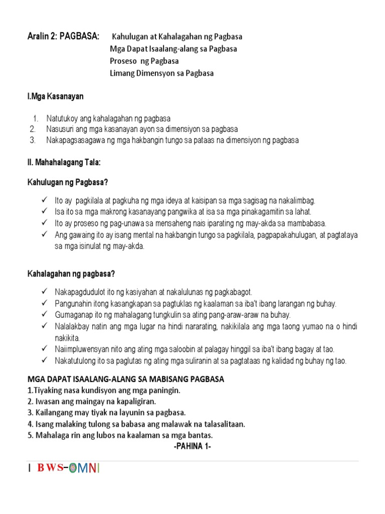 Module 2 - Pagbasa | PDF