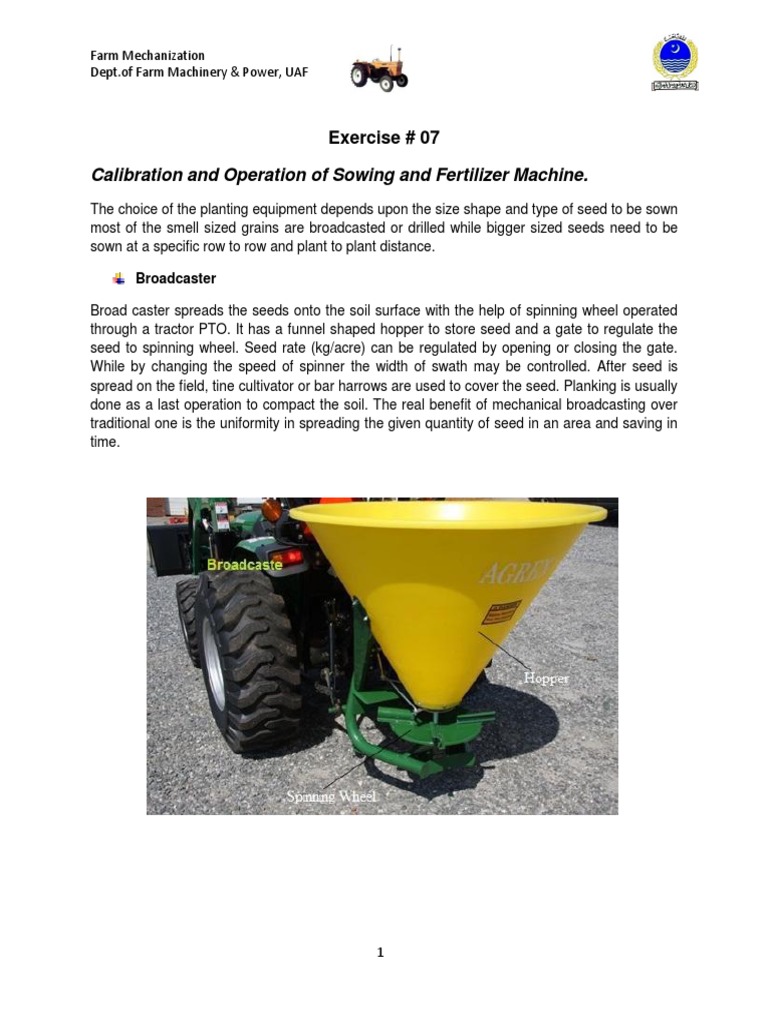 FMP-617 Farm Mechanization Practical 7 | PDF | Plough | Sowing