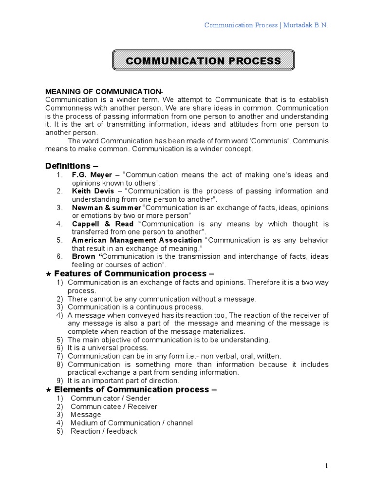 Process of Communication | Download Free PDF | Communication | Information