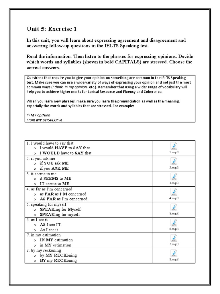 Unit 5 Speaking Pdf Verb Cognitive Science