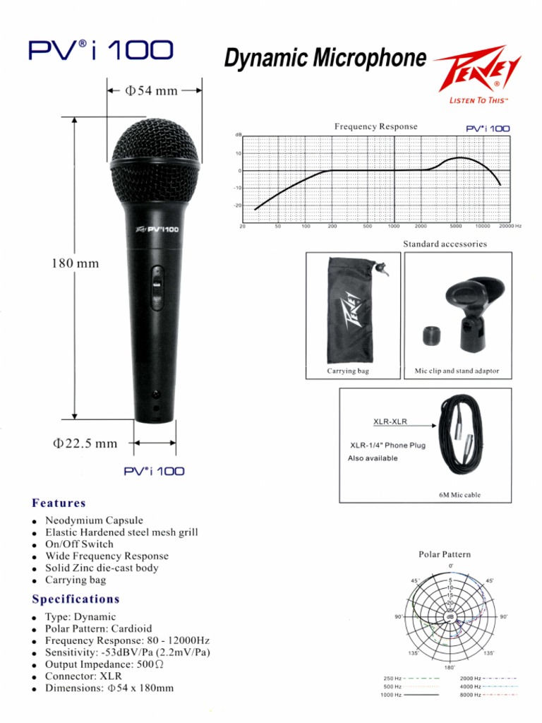 Peavey PVi 100 Spec Sheet | PDF
