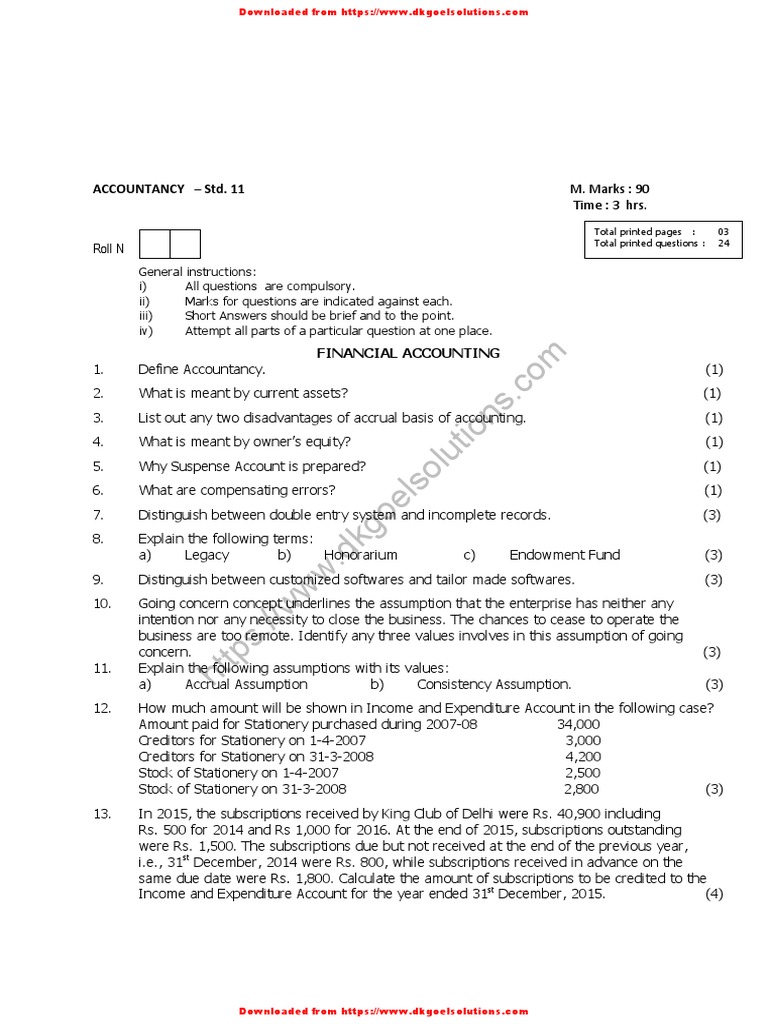 CBSE Class 11 Accountancy Sample Paper Set A Solved | PDF | Cheque ... CBSE Class 11 Accountancy Sample Paper Set A Solved | PDF | Cheque ...